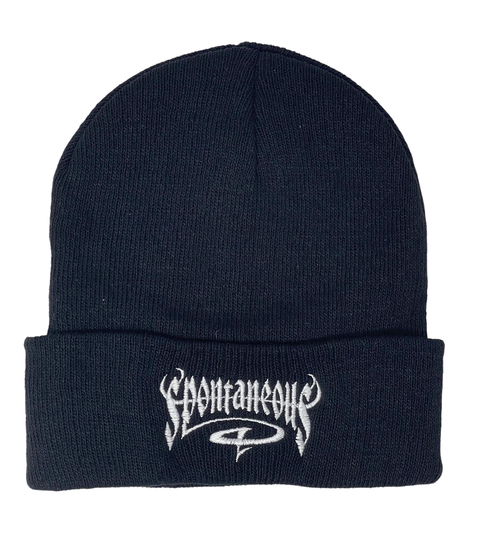 BLACK LOGO BEANIE – Spontaneous